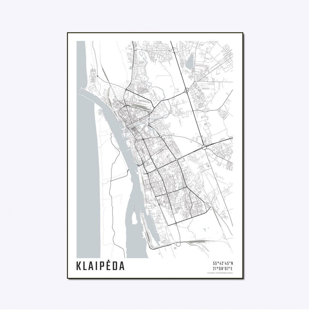 Stilizuotas miesto žemėlapis "Klaipėdos linijos" - Nordmaps